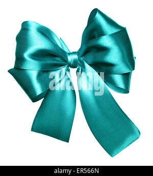 cyan bow photo made from silk isolated Stock Photo - Alamy