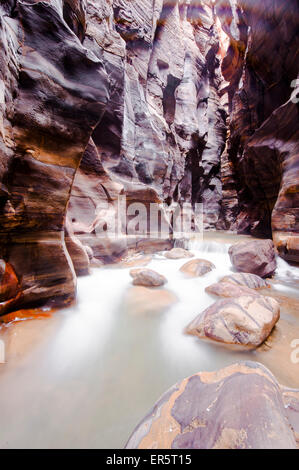 Arnon river passing a gorge, Wadi Mujib, Jordan, Middle East Stock ...