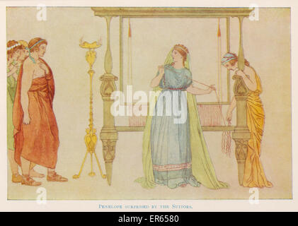 Penelope and her loom. In Ancient Greek legend wife of Ulysses, mother ...