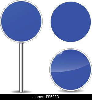 Set of round blue road signs on white Stock Vector Image & Art - Alamy