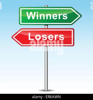 illustration of winners and losers directional sign Stock Vector Image ...