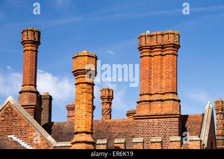 Tudor style brick chimneys at Hampton Court Palace Surrey England ...