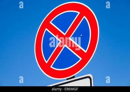 Standing is prohibited. Round road sign isolated on white background ...