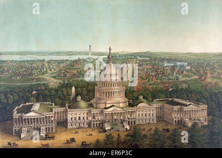 Birds-eye view of Washington, D.C., with the U.S. Capitol in the Stock ...