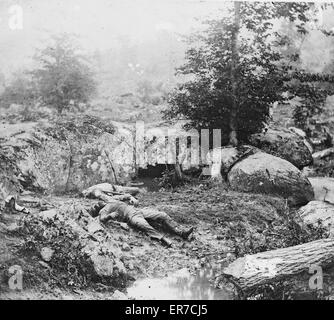 American Civil War: The slaughter pen at Gettysburg, dead soldiers in ...