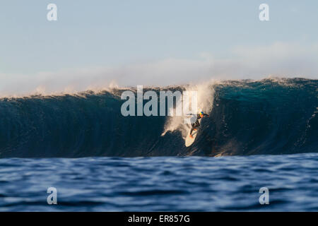Tom Lowe, a professional big wave surfer at El Quemao wave in Lanzarote ...