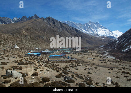 The village Dingboche in the Khumbu region of north eastern Nepal in ...