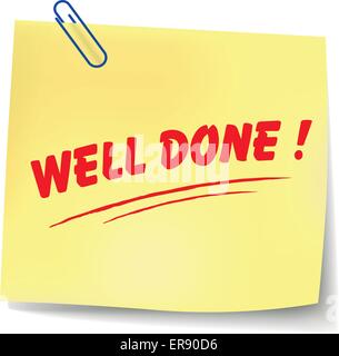 illustration of well done yellow note on white background Stock Vector ...