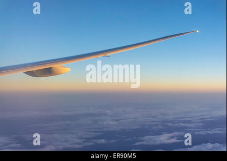 Aircraft Wing on blue sky background, Mediterranean Sea Stock Photo - Alamy