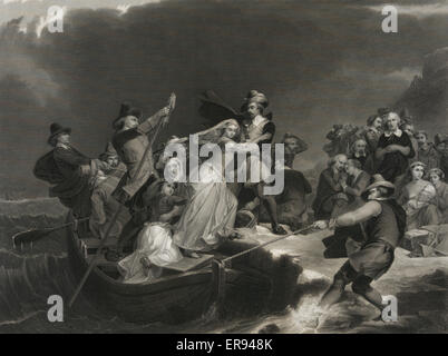 Landing of the Pilgrims at Plymouth Rock 1620 Stock Photo - Alamy