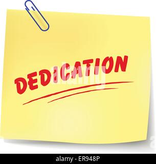 illustration of dedication yellow note on white background Stock Vector ...