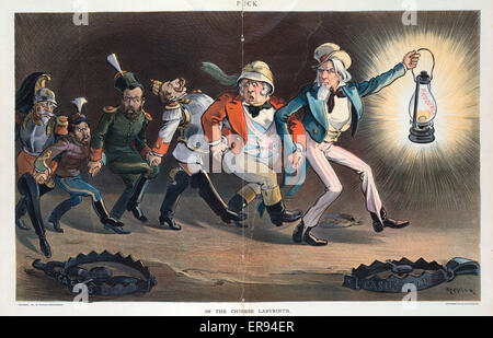 AS TO CHINA. Cartoon shows Uncle Sam John Bull and Japan as dogs ...