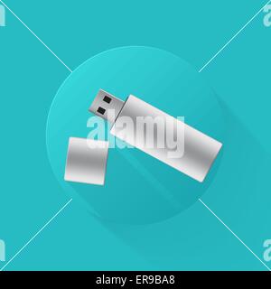 Plastic flash drive icon. Simple illustration of plastic flash drive ...