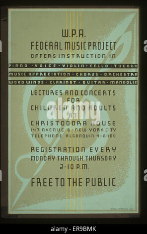 WPA. Federal Music Project offers the following courses for Stock Photo ...