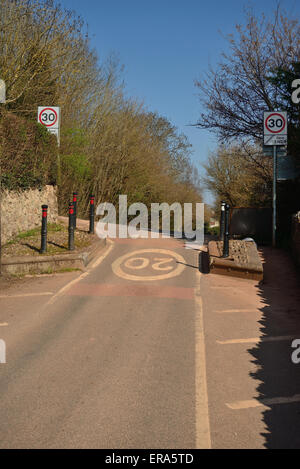 Traffic calming measures to slow down vehicles in a town centre in the ...