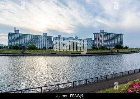 Toyoshima Gochome Danchi, near Toyoshima Bridge, Sumida River,Tokyo ...