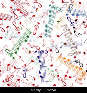music notation repeating pattern on a blue background Stock Vector ...
