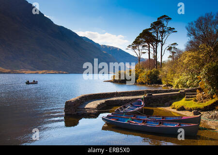 Beautiful little harbour with boats. Doo Lough / Doolough pass on the ...