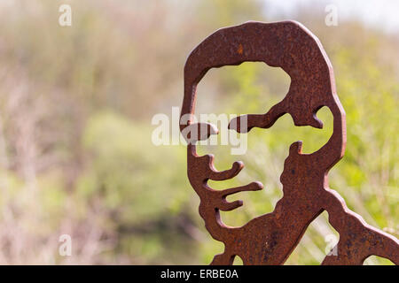 Head shot of a 'portrait bench' cast iron figure sculpture of ...