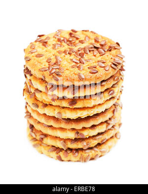 stack of whole meal cookies on wooden background Stock Photo - Alamy