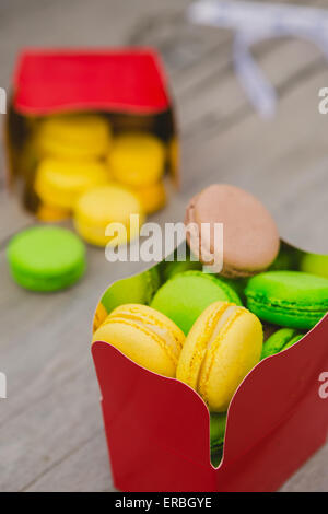 A lot of french colorful macarons. shallow dof Stock Photo - Alamy