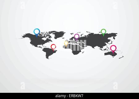 World Map Points Of Interest Vector Stock Vector Image & Art - Alamy
