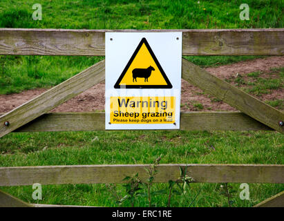 Sheep Grazing warning notice on a gate at Loughrigg Fell near the Lake ...