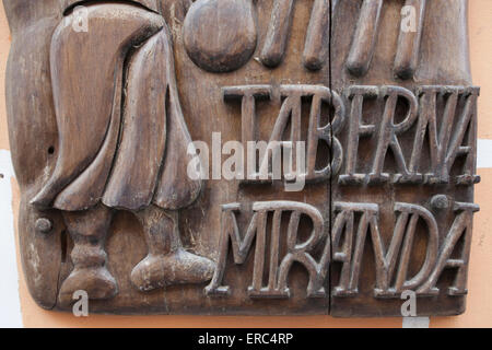 Wooden sign for the Taberna Miranda bar in Madrid Stock Photo - Alamy