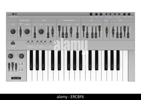 top view of gray synthesizer isolated on white background Stock Photo ...