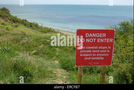 danger warning sign of coastal erosion near Ulrome East coast of ...