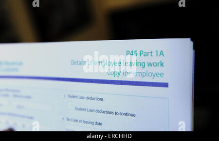 P45 employee leaving work form Stock Photo - Alamy