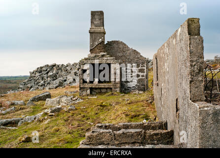 Abandoned quarry ruins at Carbilly Tor on Bodmin Moor in Cornwall Stock ...