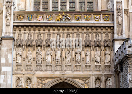 Westminster Abbey, statues on the façade, London, London region ...