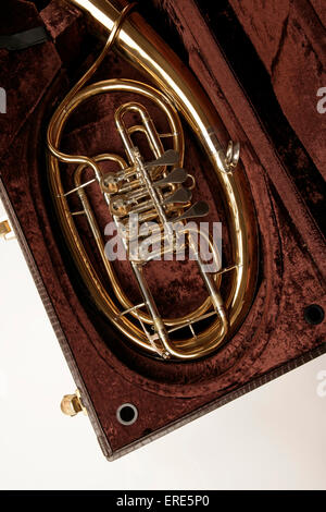 Wagner Tuba in a case, valved brass instrument with conical bore ...
