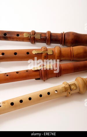 Collection of baroque and classical period woodwind instruments. Basset ...