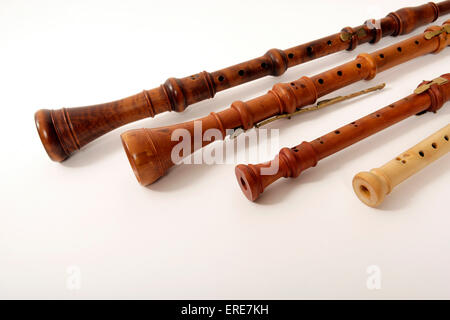 Collection of baroque and classical period woodwind instruments. Basset ...
