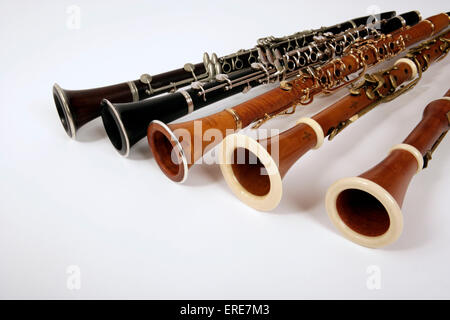 Collection of early music clarinets, from baroque, classical, romantic ...