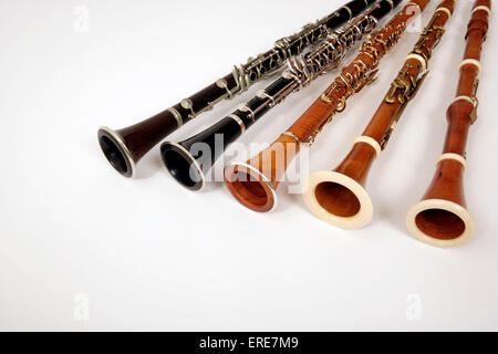 Collection of early music clarinets, from baroque, classical, romantic ...