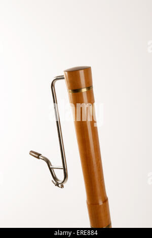 Bass recorder made by Moeck, close-up of mouth pipe and head joint ...