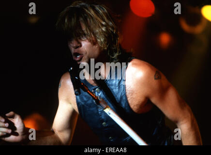 Jon Bon Jovi Pop Singer performing with band at Hammersmith Odeon in ...