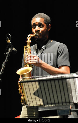 Nathaniel Facey playing the tenor saxophone with his group 'Empirical ...