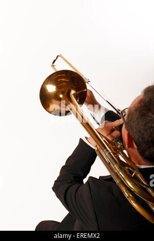 Tenor Trombone player in playing position Stock Photo - Alamy