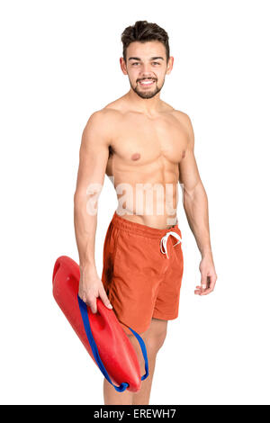 Muscular lifeguard isolated in white Stock Photo - Alamy