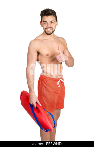 Muscular lifeguard isolated in white Stock Photo - Alamy