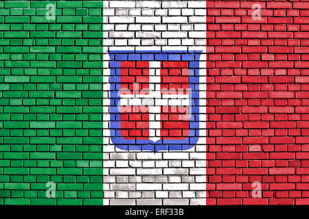 Italy flag painted on brick wall. National country flag background ...