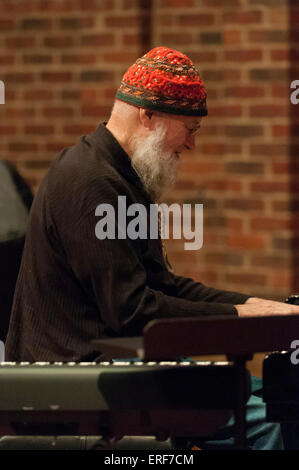 Minimalist composer Terry Riley photographed during sound checks ahead ...