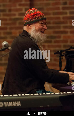 Minimalist composer Terry Riley photographed during sound checks ahead ...