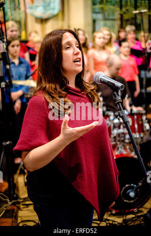 English singer and songwriter Deborah Jordan during the rehearsals for ...
