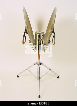 Clashed cymbals on stand Stock Photo - Alamy