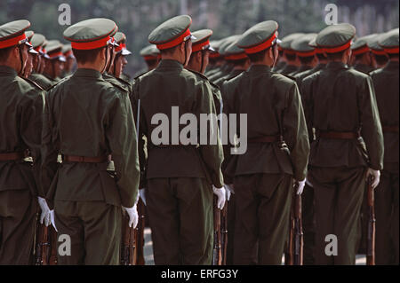 Peoples Liberation Army officers drilling at Shijiazhuang Military ...
